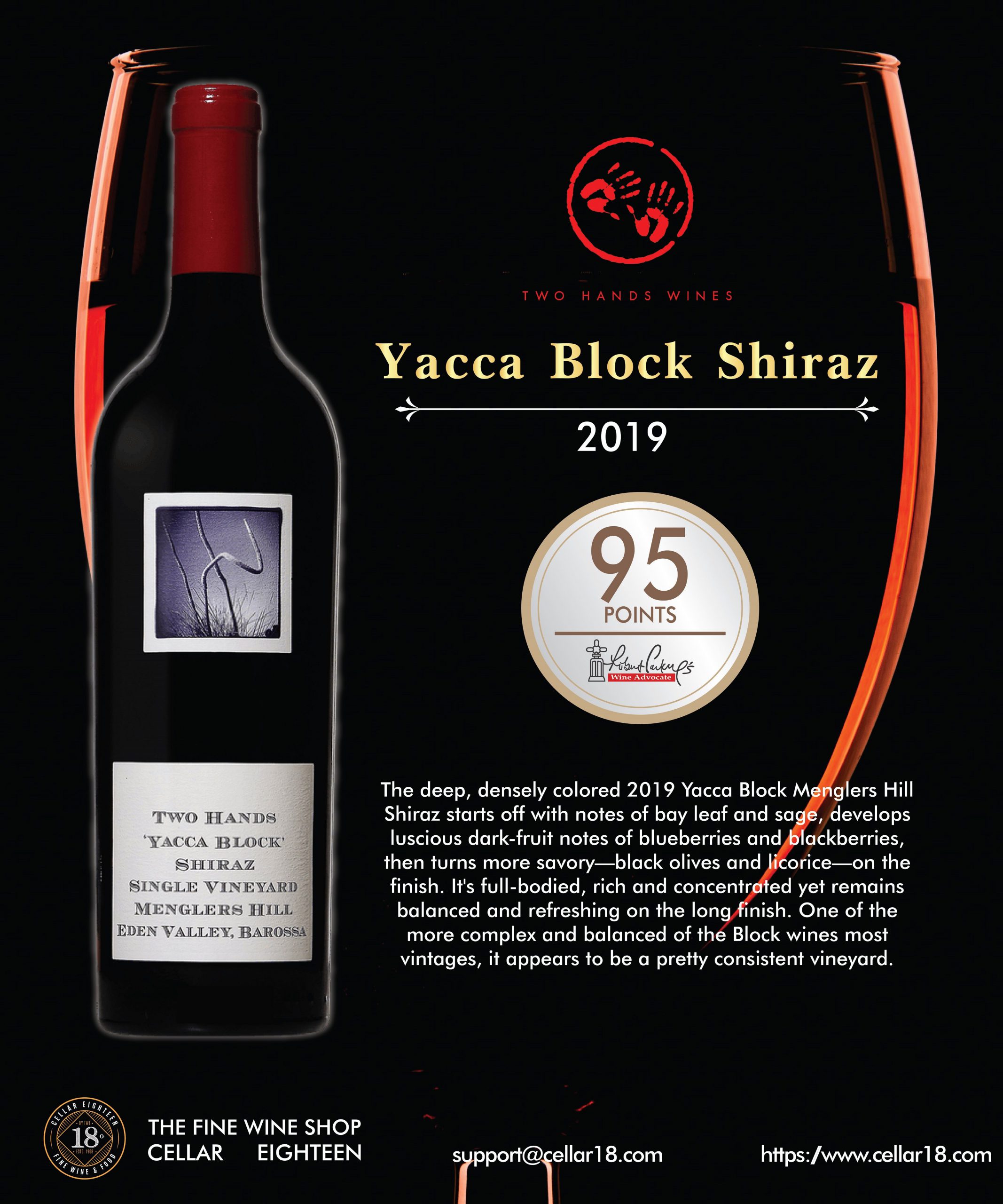 TWO HANDS YACCA BLOCK SHIRAZ 19 – Cellar 18 | Fine Wine & Food